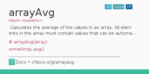 arrayAvg Code Examples and CFML Documentation