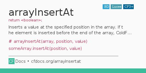 Arrayinsertat Code Examples And Cfml Documentation 