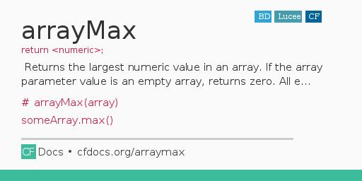 arrayMax Code Examples and CFML Documentation