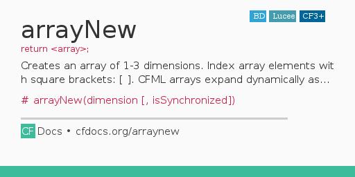 Arraynew Code Examples And Cfml Documentation 6826
