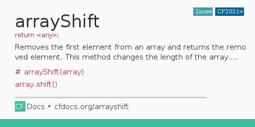 Arrayshift Code Examples And Cfml Documentation