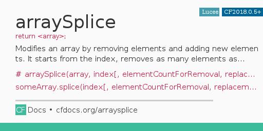 Arraysplice Code Examples And Cfml Documentation