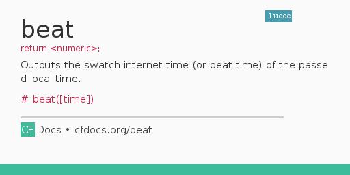 beat Code Examples and CFML Documentation