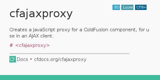 cfajaxproxy CFML Documentation