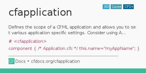 cfapplication CFML Documentation
