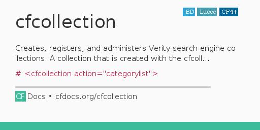 cfcollection Code Examples and CFML Documentation