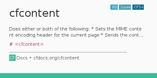 cfcontent Code Examples and CFML Documentation