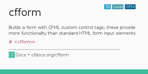 cfform CFML Documentation