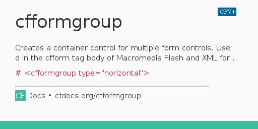cfformgroup CFML Documentation