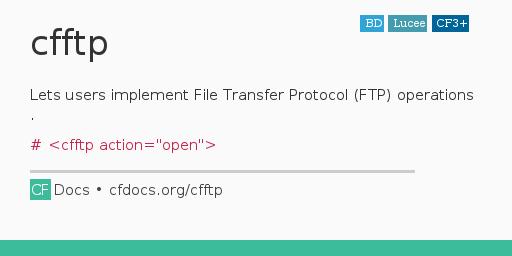 cfftp Code Examples and CFML Documentation