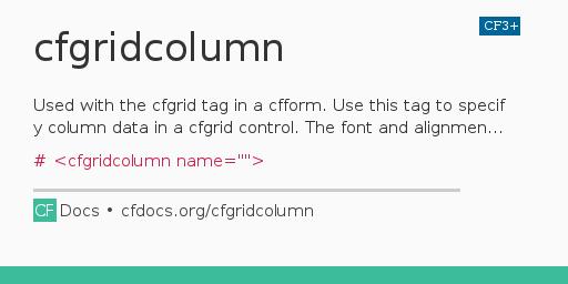 cfgridcolumn CFML Documentation
