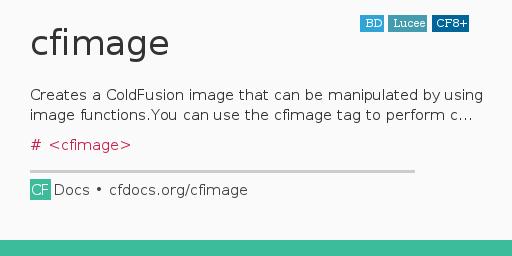 cfimage Code Examples and CFML Documentation