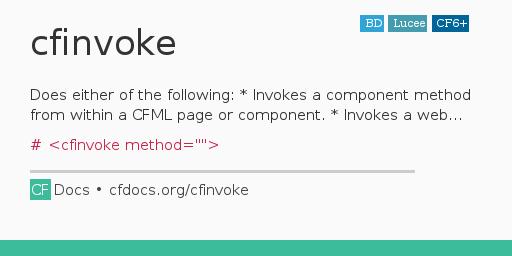 cfinvoke Code Examples and CFML Documentation