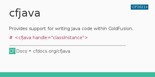 cfjava Code Examples and CFML Documentation