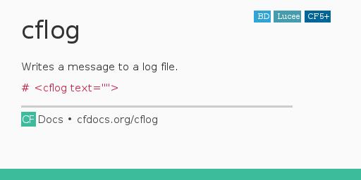 cflog Code Examples and CFML Documentation
