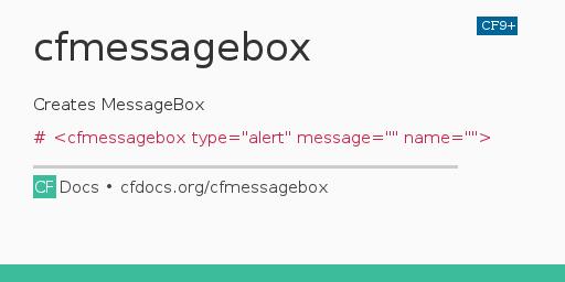 cfmessagebox CFML Documentation