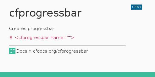 cfprogressbar CFML Documentation