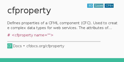 cfproperty CFML Documentation