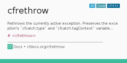 cfrethrow CFML Documentation