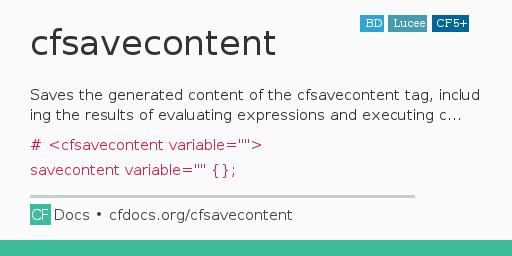 Cfsavecontent Code Examples And Cfml Documentation