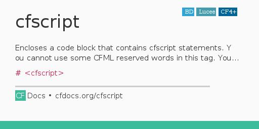 Cfscript Code Examples And Cfml Documentation