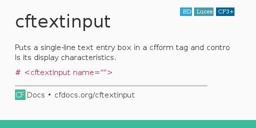 cftextinput CFML Documentation
