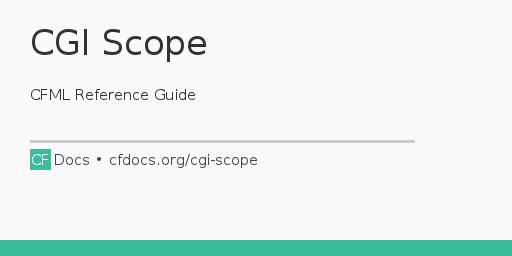CGI Scope CFML Documentation