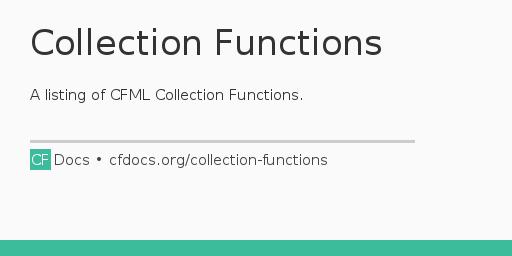 Collection Functions CFML Documentation