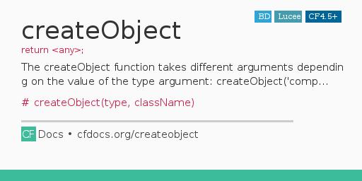 Createobject Code Examples And Cfml Documentation 5782