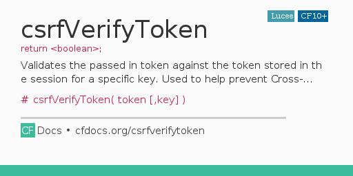 csrfVerifyToken Code Examples and CFML Documentation