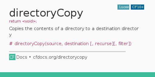 directoryCopy Code Examples and CFML Documentation