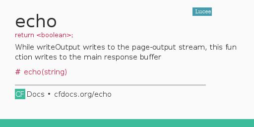 echo Code Examples and CFML Documentation