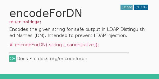 Encodefordn Code Examples And Cfml Documentation