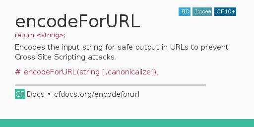 encodeForURL Code Examples and CFML Documentation