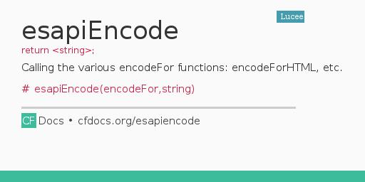 esapiEncode CFML Documentation