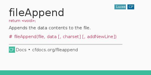 fileAppend Code Examples and CFML Documentation