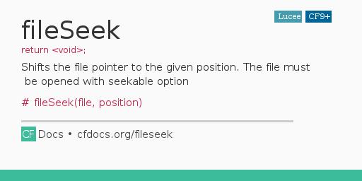 fileSeek Code Examples and CFML Documentation