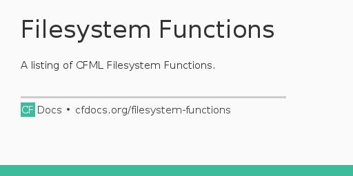 Filesystem Functions Cfml Documentation