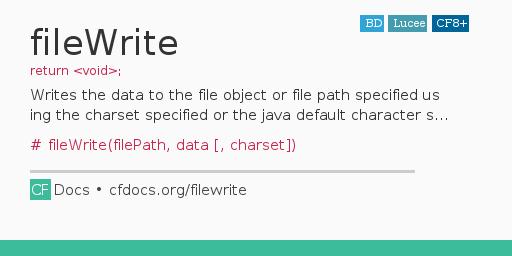 fileWrite Code Examples and CFML Documentation