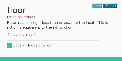 floor Code Examples and CFML Documentation