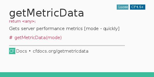 getMetricData CFML Documentation