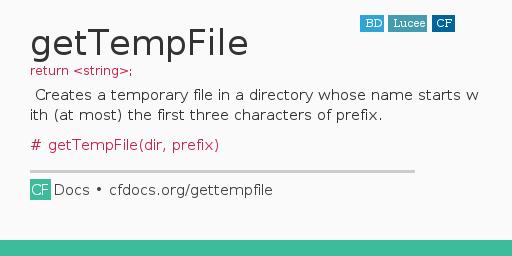 getTempFile Code Examples and CFML Documentation