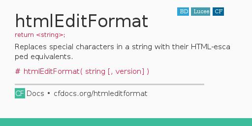 Htmleditformat Code Examples And Cfml Documentation