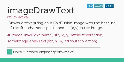 imageDrawText Code Examples and CFML Documentation