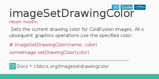 imageSetDrawingColor Code Examples and CFML Documentation