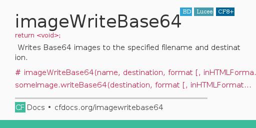 imageWriteBase64 Code Examples and CFML Documentation