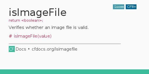 isImageFile Code Examples and CFML Documentation