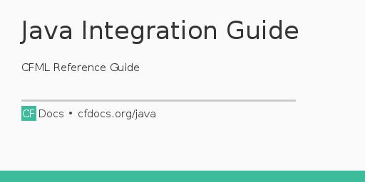 Java Integration Guide CFML Documentation