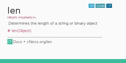 len Code Examples and CFML Documentation