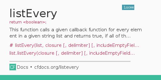 listEvery Code Examples and CFML Documentation